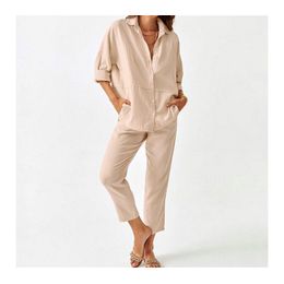 AFAZ New Trading UG Pyjama Lockeres und atmungsaktives Langarm-Pyjama-Set mit Hose