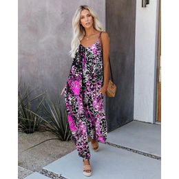 RUZU UG Jumpsuit Sommer lässiger lockerer Overall mit Hosenträger und weitem Bein