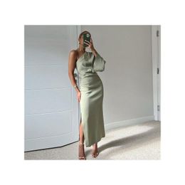RUZU UG Dirndl Mode Sommer Schräges One-Shoulder-Kleid aus strukturiertem Twill (1-tlg)