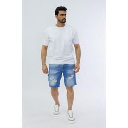 Denim House Jeansshorts Lässige Loose Fit Jeanscapri im Destroyed Look Blau 38