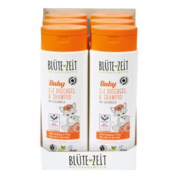 BLÜTE-ZEIT Baby 2in1 Duschgel & Shampoo mit Bio-Calendula 250 ml, 6er Pack