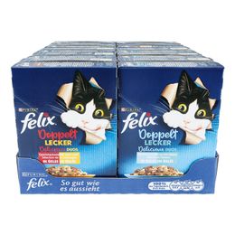 FELIX Katzennahrung Doppelt Lecker 12 x 85 g, verschiedene Sorten, 10er Pack