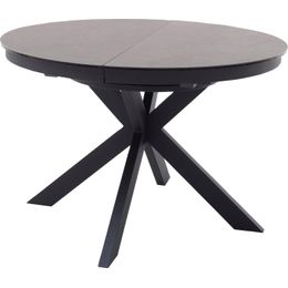 MCA furniture Esstisch Winnipeg, Tisch rund ausziehbar, Glas Keramik mit Synchronauszug, grau