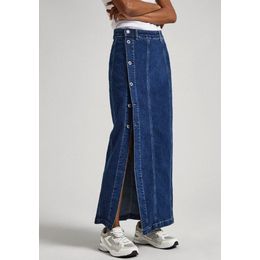 Pepe Jeans Jeansrock MIDI SKIRT mit Knopfleiste und Schlitz, blau