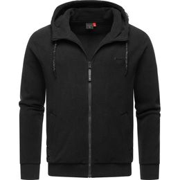 Ragwear Kapuzensweatjacke Natte Zip Fleece Herren leichte basic Fleecejacke mit Kapuze, schwarz