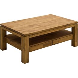 MCA furniture Couchtisch, Couchtisch Massivholz mit Schubladen, braun