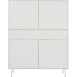 LeGer Home by Lena Gercke Highboard Essentials, Höhe: 144cm, MDF lackiert, Push-to-open-Funktion, weiß