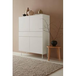 LeGer Home by Lena Gercke Highboard Essentials, Höhe: 144cm, MDF lackiert, Push-to-open-Funktion, weiß