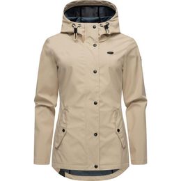 Ragwear Softshelljacke Margge Shell wasserdichte Damen Übergangsjacke mit großer Kapuze, braun