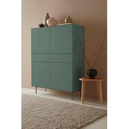 LeGer Home by Lena Gercke Highboard Essentials, Höhe: 144cm, MDF lackiert, Push-to-open-Funktion, grün
