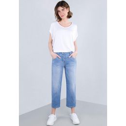 Please Jeans Boyfriend-Hose in leichter Chambray Denim Qualität, blau