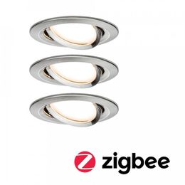 Paulmann 92959 LED Einbauleuchte Smart Home Zigbee Nova Plus Coin Basisset schwenkbar rund 84mm 3x6W 3x470lm 230V dimmbar 2700K Eisen gebürstet