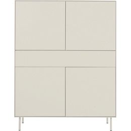 LeGer Home by Lena Gercke Highboard Essentials, Höhe: 144cm, MDF lackiert, Push-to-open-Funktion, grau