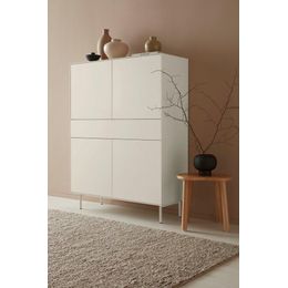 LeGer Home by Lena Gercke Highboard Essentials, Höhe: 144cm, MDF lackiert, Push-to-open-Funktion, grau
