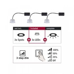 Paulmann 92473 LED Modul Einbauleuchte 3-Step-Dim Choose Coin 3er-Set rund 50mm Coin 3x6W 3x470lm 230V 2700K Satin