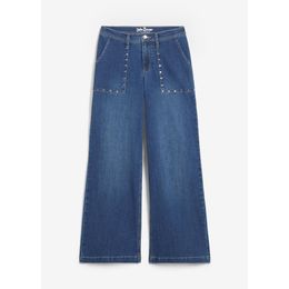 bonprix Wide Leg Jeans Mid Waist, mit Nieten