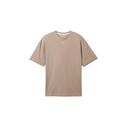 Tom Tailor Herren T-Shirt in Melange-Optik, beige, Melange Optik, Gr. 52
