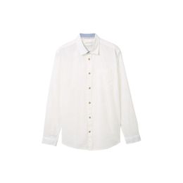 Tom Tailor Herren Regular Fit Hemd mit Leinen, weiß, Uni, Gr. XL