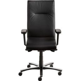 mayer Sitzmöbel Bürostuhl MAYER SITZMÖBEL Stühle Gr. B/H/T: 71 cm x 119 cm x 62 cm, Echtleder, schwarz (schwarz, alu) Drehstühle
