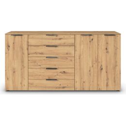 Kommode Rauch "Flipp" Sideboards Gr. B/H/T: 200 cm x 100 cm x 42 cm, 5, braun (eiche artisan) Kommode