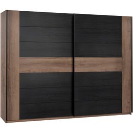 Schwebetürenschrank FORTE "Bellevue, viel Stauraum" Schränke Gr. B/H/T: 270 cm x 210 cm x 61 cm, 2 St., braun (schlammeichefarben, schwarzeichefarben) Schwebetürenschränke und Schiebetürenschränke Bestseller