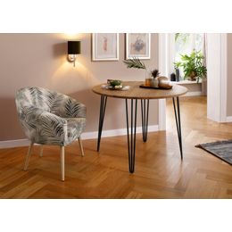 Esstisch Home Affaire "Hairpin" Tische Gr. B/H/T: 100 cm x 72 cm x 100 cm, beige (natur) Esstische rund oval