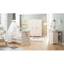 Lüttenhütt Babyzimmer-Komplettset LÜTTENHÜTT "Aimo" Gr. Kinderbett, Schrank & Wickelkommode, B/H: 70 cm x 140 cm, weiß Baby Schlafzimmermöbel-Sets Komplett-Babybetten