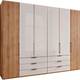 Drehtürenschrank Wiemann "Monaco" Schränke Gr. B/H/T: 295,3 cm x 236 cm x 58 cm, 6 St., braun (bianco, eiche, nachbildung, glas champagner) Drehtürenschrank Drehtürenschränke