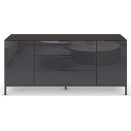 Kommode Rauch "Flipp" Sideboards Gr. B/H/T: 160 cm x 71 cm x 42 cm, 3, grau (graphit, glas basalt) Kommode