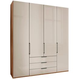 Falttürenschrank Wiemann "Monaco" Schränke Gr. B/H/T: 197,4 cm x 216 cm x 58 cm, 4 St., braun (bianco, eiche, nachbildung, glas champagner) Drehtürenschränke