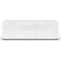 Kommode Rauch "Flipp" Sideboards Gr. B/H/T: 200 cm x 61 cm x 42 cm, 3, weiß (alpinweiß, glas kristallweiß) Kommode