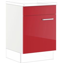 Kochfeldumbauschrank IMPULS KÜCHEN ""Turin", Breite 60 cm", rot (rot hochglanz), B:60cm H:72,3cm T:57,9cm, Holzwerkstoff, Schränke