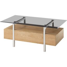 Couchtisch MCA furniture "Hatfield" Tische Gr. B/H/T: 110 cm x 45 cm x 60 cm, braun (braun, edelstahloptik, grau) Eckige Couchtische Couchtisch Glas-Couchtisch Holz-Couchtische