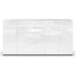 Kommode Rauch "Flipp" Sideboards Gr. B/H/T: 200 cm x 99 cm x 42 cm, 5, weiß (alpinweiß, glas kristallweiß) Kommode