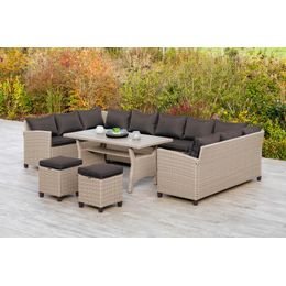 Garten-Essgruppe Merxx "Bergamo" Sitzmöbel-Sets Gr. H/T: 74 cm x 65 cm, Polyester, Eckbankset, beige (natur, natur, natur) Outdoor Möbel