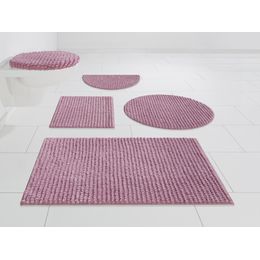 Badematte Andas "Renat" Badematten Gr. 3-tlg. Stand-WC Set, 3 St., Materialmi, lila (purple) Einfarbige Badematten