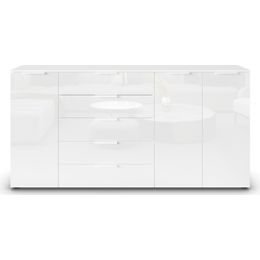 Kommode Rauch "Flipp" Sideboards Gr. B/H/T: 200 cm x 100 cm x 42 cm, 5, weiß (alpinweiß, glas kristallweiß) Kommode