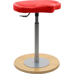 mayer Sitzmöbel Sitzhocker MAYER SITZMÖBEL "1168" Hocker Gr. B/H/T: 42 cm x 54 cm x 41 cm, Kunstleder, Bodenplatte Buche Natur lackiert, rot (mohnrot) Sitzsäcke Sitzhocker