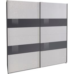 Schwebetürenschrank wimex "Altona" Schränke Gr. B/H/T: 225 cm x 236 cm x 65 cm, 2 St., grau (graphit, hellgrau, grauglas) Schwebetürenschränke und Schiebetürenschränke