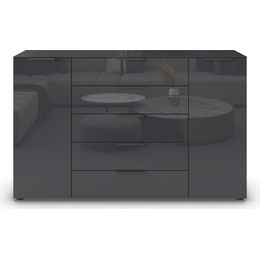 Kommode Rauch "Flipp" Sideboards Gr. B/H/T: 160 cm x 99 cm x 42 cm, 5, grau (graphit, glas basalt) Kommode