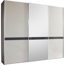 Schwebetürenschrank Wiemann "Rialto" Schränke Gr. B/H/T: 295,2 cm x 236 cm x 67 cm, 3 St., grau (kieselgrau, glas, graphit, kristallspiegel) Schranksysteme und Schrankserien