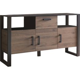 Sideboard Inosign "NORDI" Sideboards Gr. B/H/T: 159 cm x 89,7 cm x 44,7 cm, Soft Close, 1, schwarz (schwarz und okapi nuss) Sideboards