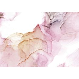 Komar Vliestapete "Shiny Fluid" Tapeten Gr. B/L: 400 m x 280 m, Rollen: 1 St., bunt (rosa, weiß, gelb) Blumentapeten