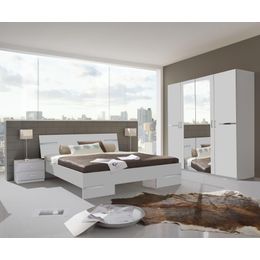 Komplettschlafzimmer wimex "Anna" Schlafzimmermöbel-Sets Gr. B/H: 180 cm x 200 cm, weiß (weiß, absetzung chrom) Komplett Schlafzimmer