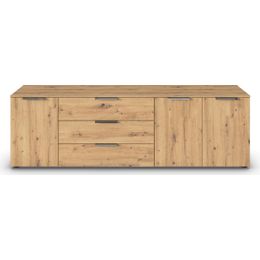 Kommode Rauch "Flipp" Sideboards Gr. B/H/T: 200 cm x 61 cm x 42 cm, 3, braun (eiche artisan) Kommode