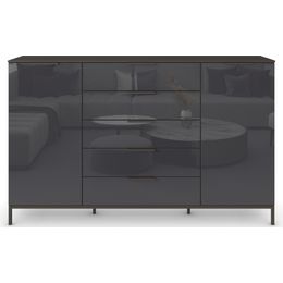 Kommode Rauch "Flipp" Sideboards Gr. B/H/T: 180 cm x 111 cm x 42 cm, 5, grau (graphit, glas basalt) Kommode