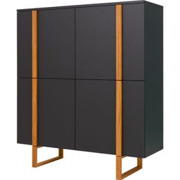 Highboard Tenzo "BIRKA" Sideboards Gr. B/H/T: 118 cm x 135 cm x 43 cm, 4, grau (anthrazit) Highboards