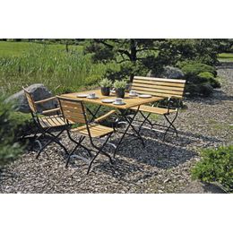 Garten-Essgruppe Garden Pleasure "WIEN" Sitzmöbel-Sets Gr. B/H/T: 280 cm x 89 cm x 120 cm, klappbar, braun (braun, schwarz, braun, schwarz) Outdoor Möbel