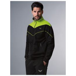 Sweatjacke TRIGEMA "TRIGEMA mit Neon-Elementen" Gr. L, schwarz Herren Sweatjacken