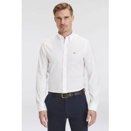 Langarmhemd Gant "Slim Fit Popeline Hemd leichte Baumwolle strapazierfähig pflegeleicht" Gr. L, N-Gr, weiß (white) Herren Hemden Langarm